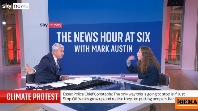 Χάος στον αέρα του Sky News με τον παρουσιαστή και ακτιβίστρια για το κλίμα