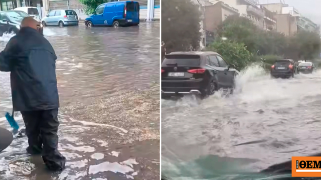 Καταιγίδα στη Θεσσαλονίκη: Ποτάμια κεντρικοί δρόμοι - Έφυγε καπάκι ...